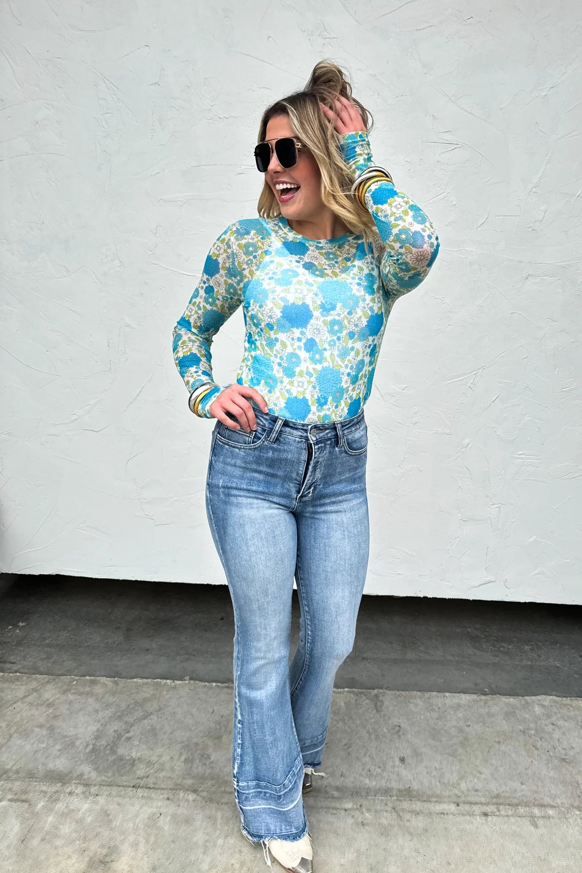 Blue Floral Mesh Top – Can't Hide Pretty Boutique